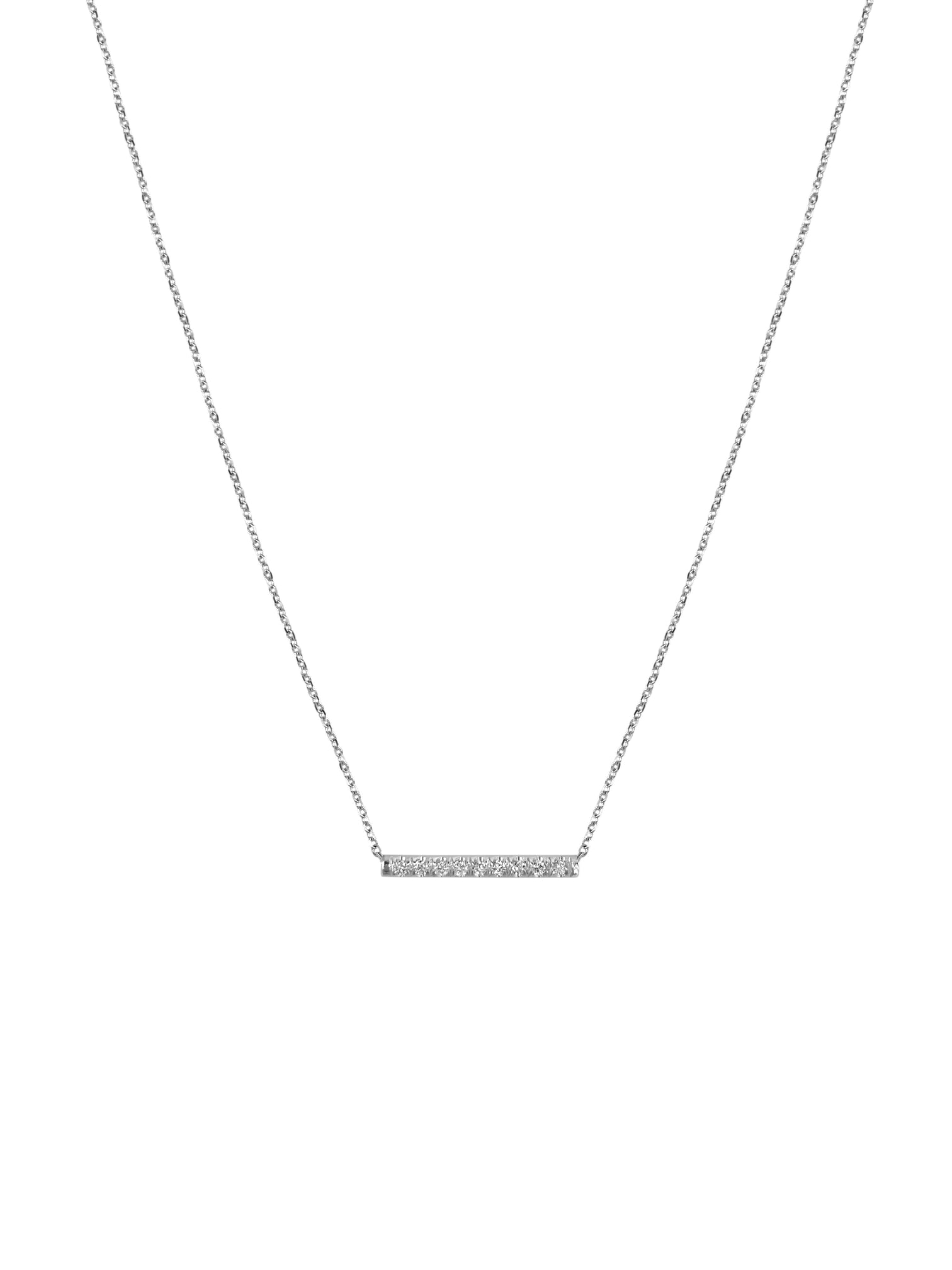 14K Gold Mini Micro pave Diamond Bar Necklace – KEILA