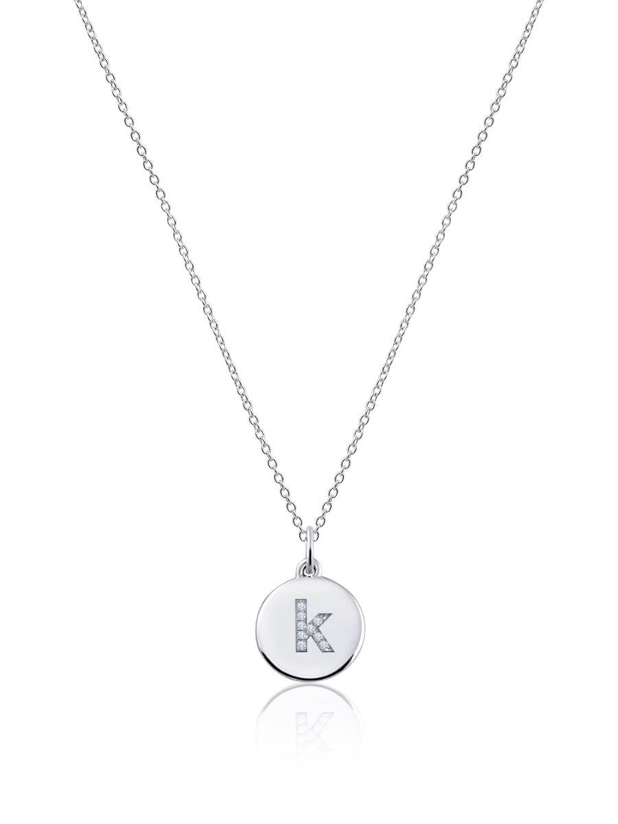 14K Gold Micro pave Diamond Initial Disc Necklace – KEILA